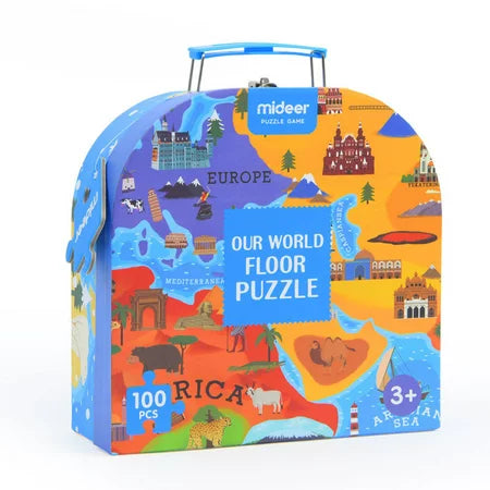 MIDEER FLOOR WORLD MAP GEOGRAPHY PUZZLE TREASURE BOX SET 100 PIECES ...